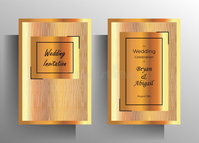 Cover Design Wedding Invitation Template Set. Hand Drawn Striped Gold ...