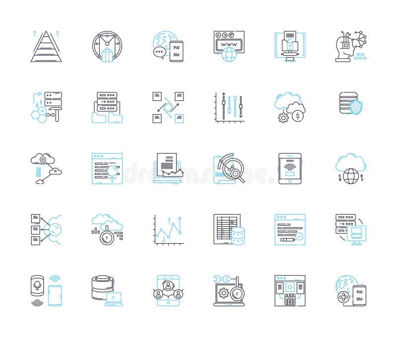 Web Creation Linear Icons Set Design Development Html Css Javascript Bootstrap Ui Line