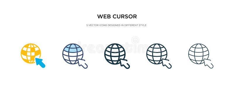 Web Cursor Icon in Different Style Vector Illustration. Two Colored and ...
