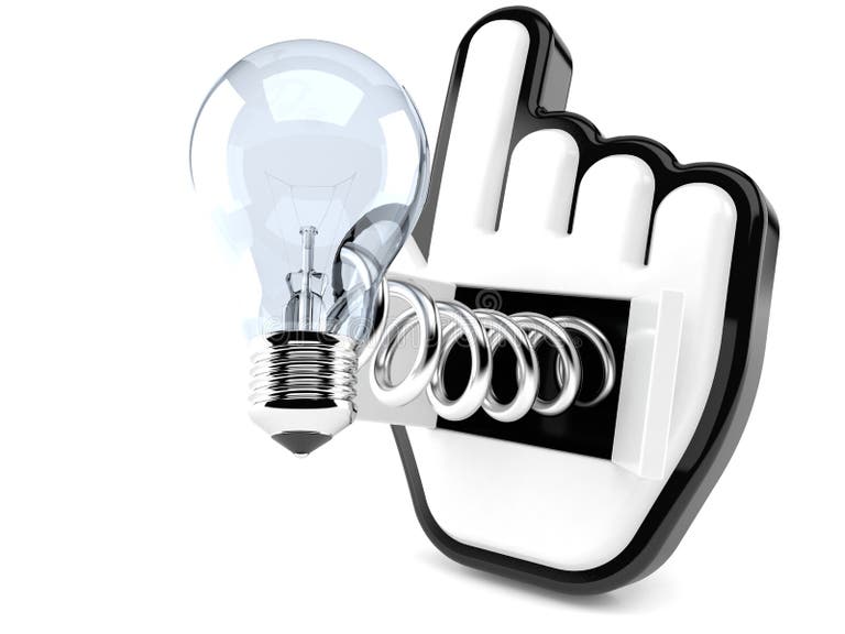 Web cursor with lightbulb stock illustration. Illustration of energy ...