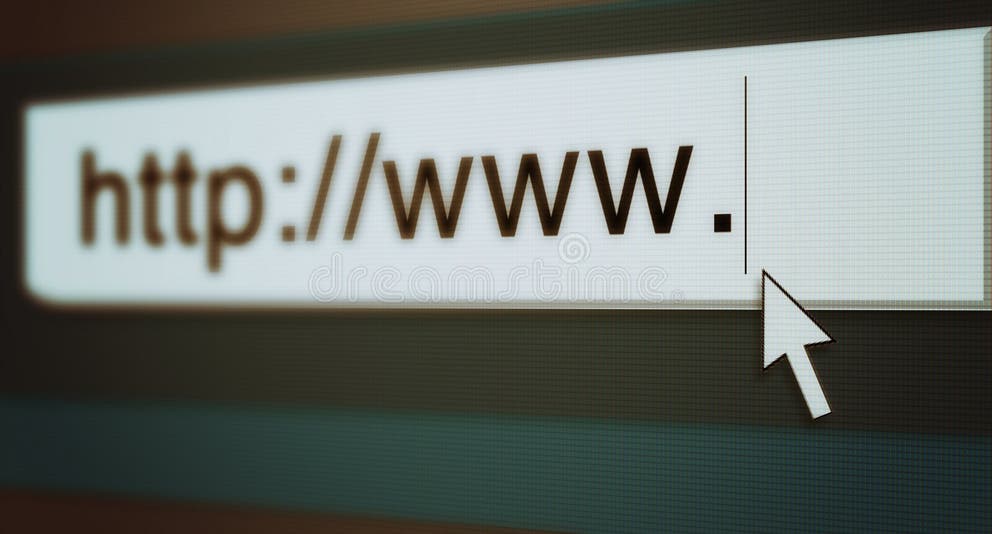 Web, Cursor and Url of Search Bar on Computer Screen for Information ...