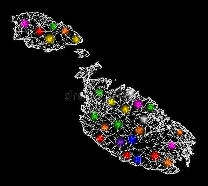 Web 2D Map of Malta with Colorful Light Spots Stock Vector ...