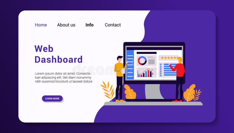 Web Dashboard Landing Page Template Graphic Design Illustration Stock ...