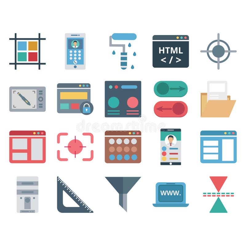 Web Data, Design and Development Vector Isolated Icons Stock Vector ...