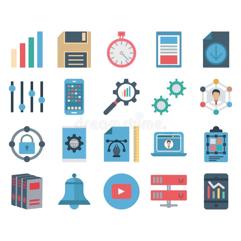 Web Data, Design and Development Vector Isolated Icons Stock Vector ...