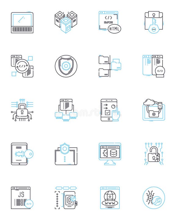Web Data Linear Icons Set. Scraping, Extraction, Parsing, Analytics ...