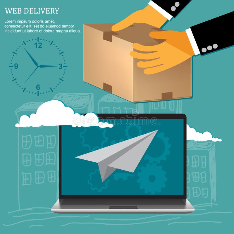 Web Delivery Concept in Flat Design, Vector Stock Illustration ...