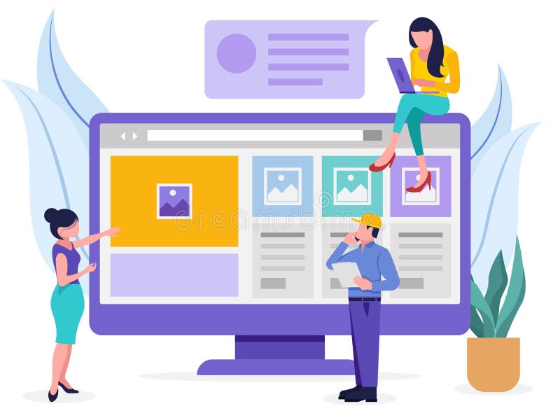 Developing Employees Working on Website Development Stock Vector ...