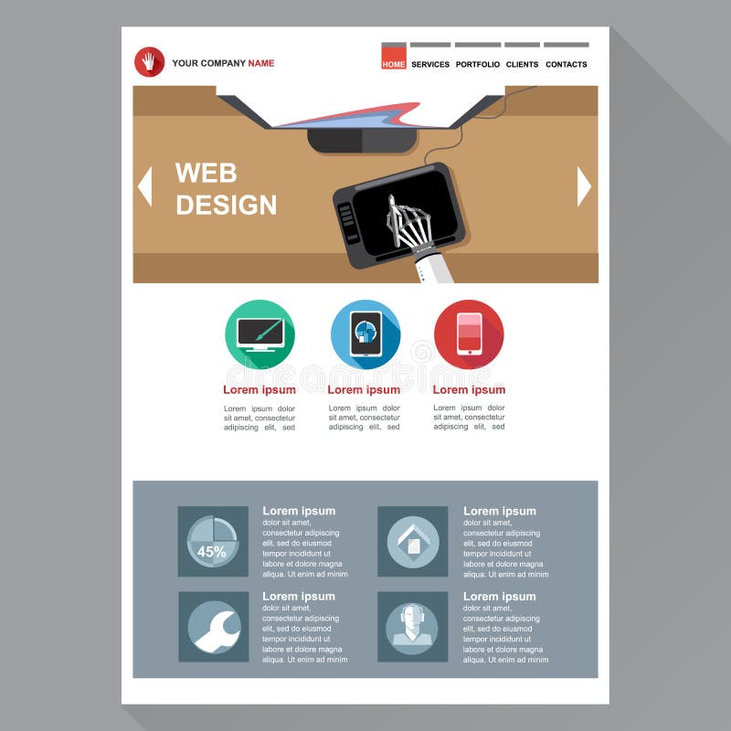 Web Design Agency Site Theme Layout Stock Vector - Illustration of ...