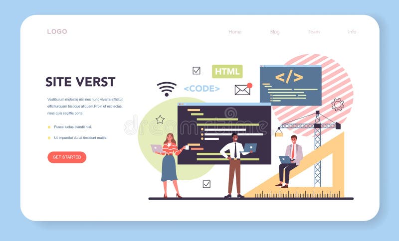 Web Design Web Banner or Landing Page. Presenting Content on Web Pages Stock Vector ...