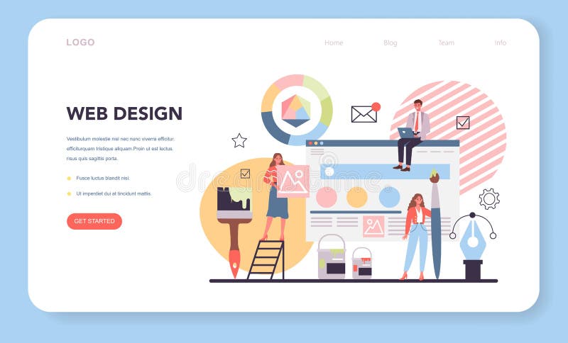 Web Design Web Banner or Landing Page. Presenting Content on Web Pages Stock Vector ...