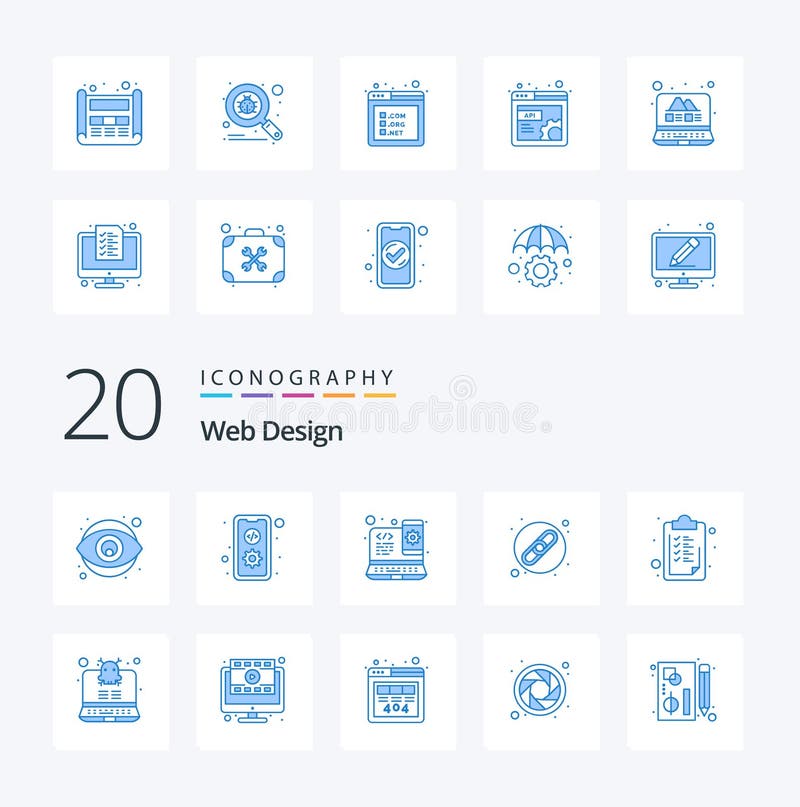 20 Web Design Blue Color Icon Pack Like List Url Web Link Web Design ...