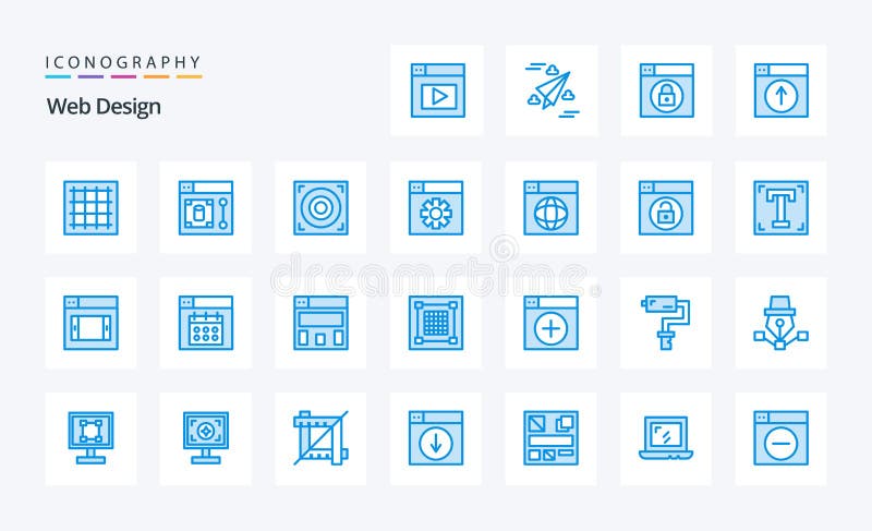 25 Web Design Blue Icon Pack Stock Vector - Illustration of drawing ...