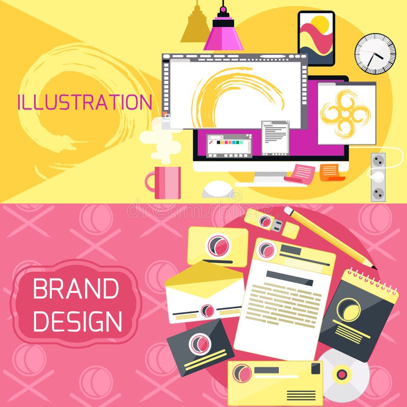 Flat Design Concepts for Creative Process Stock Vector - Illustration ...