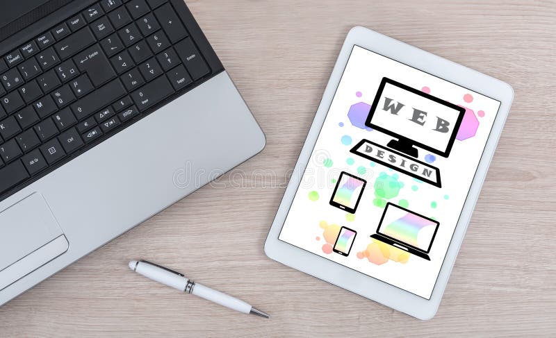 Web Design Concept on a Digital Tablet Stock Image - Image of layout ...