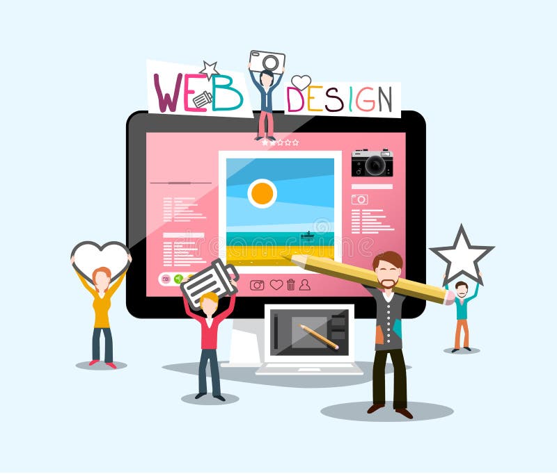 Web Design Concept with Graphic Designer Stock Vector - Illustration of ...