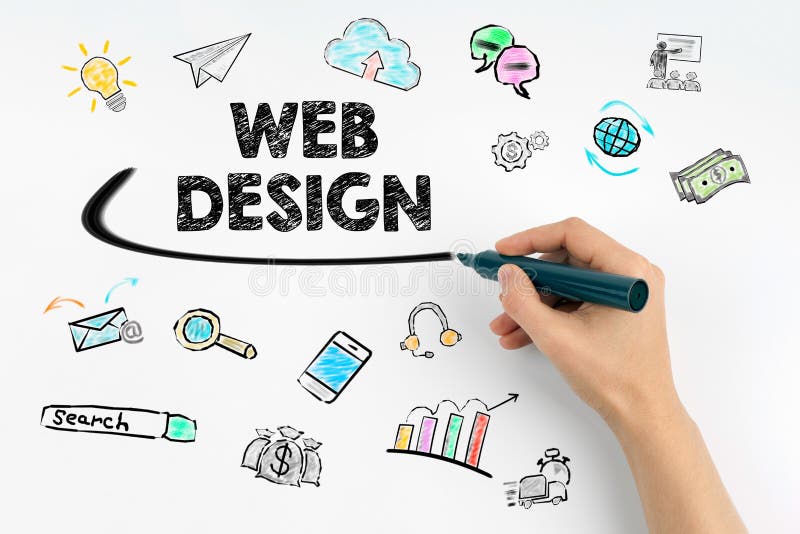 Web Design Concept. Hand with Marker Writing Stock Illustration ... Web Design Concept. Hand with Marker Writing Stock Illustration ...
