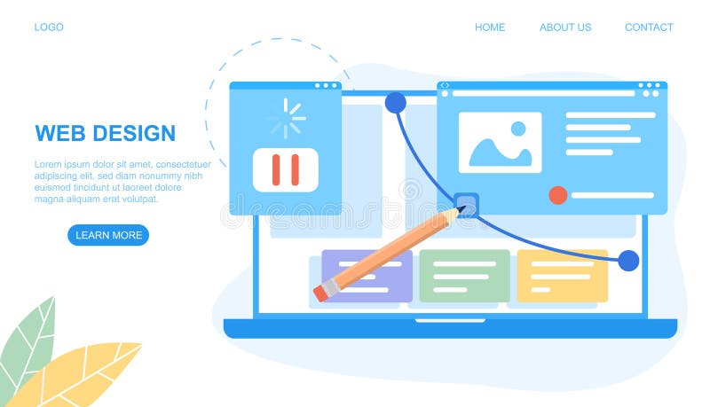 Web Design Concept with Layouts on Screen Stock Vector - Illustration ...