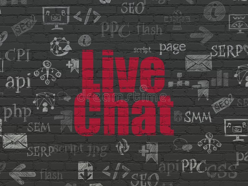 Web Design Concept: Live Chat on Wall Background Stock Illustration ...