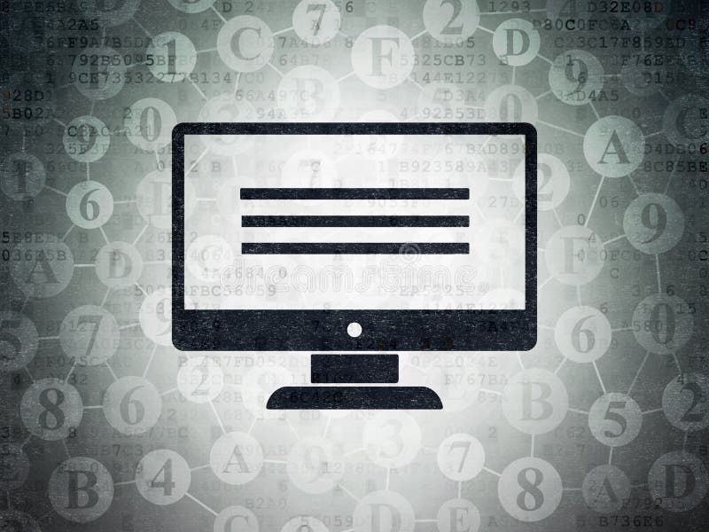 Web Design Concept: Monitor on Digital Data Paper Background Stock ...