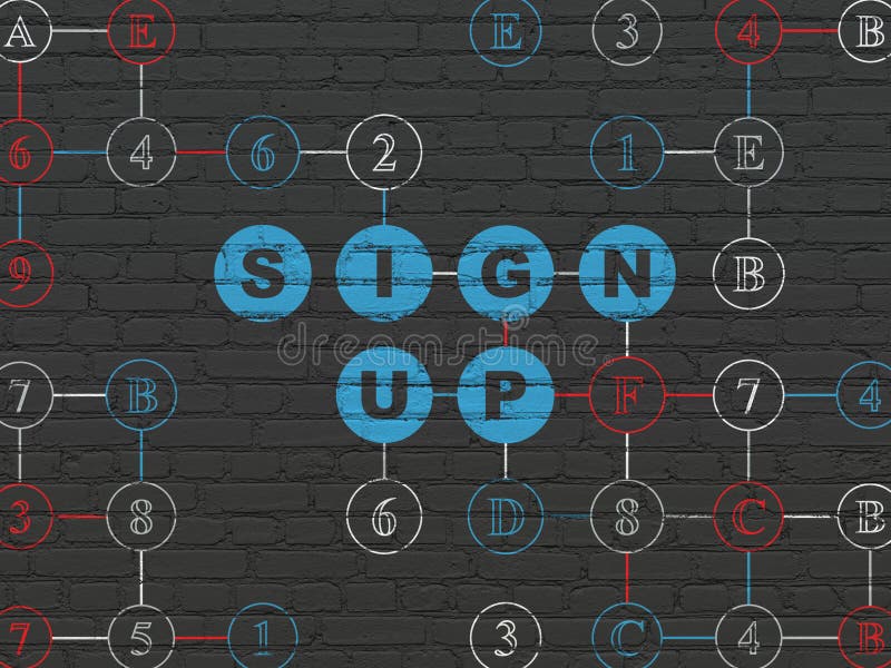 Web Design Concept: Sign Up on Wall Background Stock Illustration ...