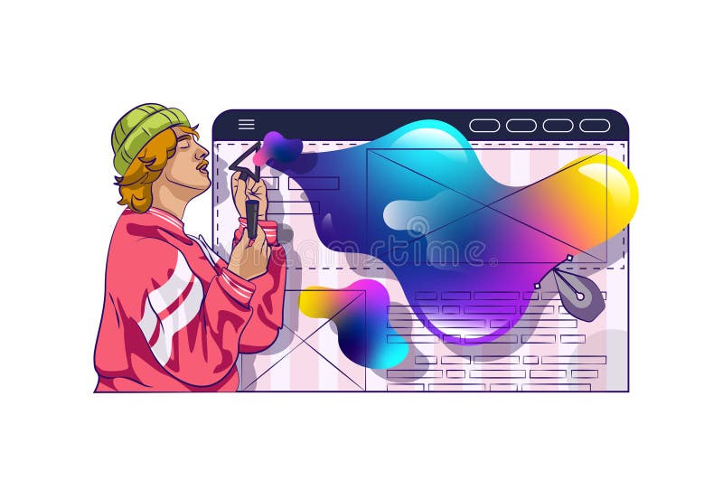 Web Design Concept with People Scene in Flat Cartoon Design for Web ...