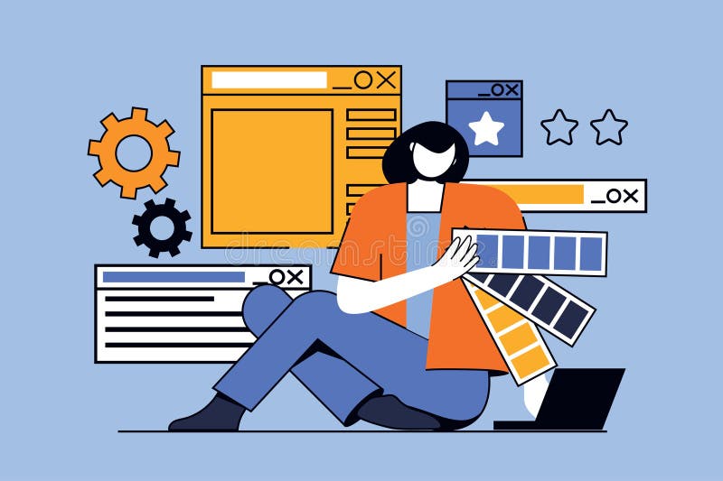 Web Design Concept with People Scene in Flat Design. Vector ...