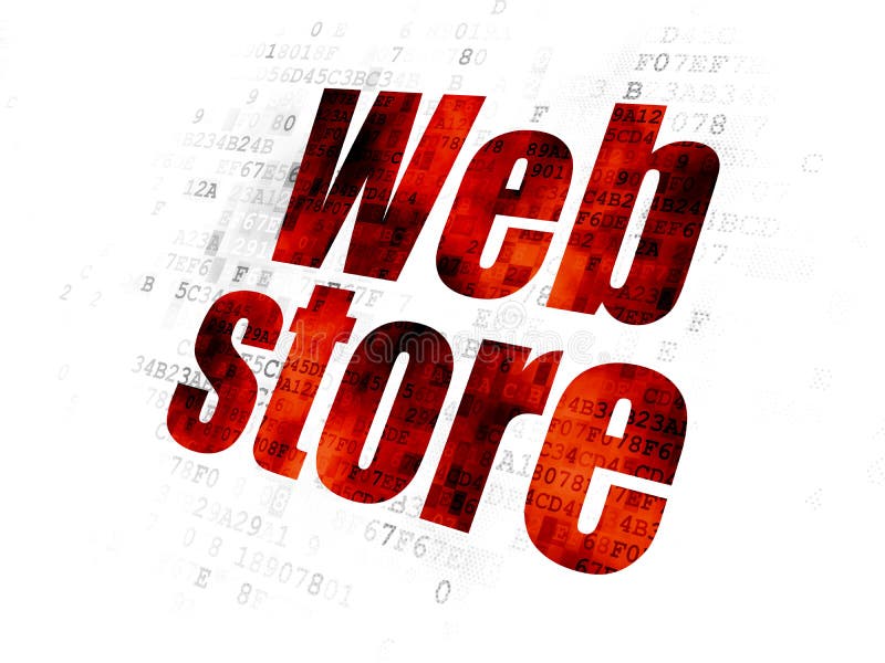 Web Design Concept: Web Store on Digital Background Stock Illustration ...