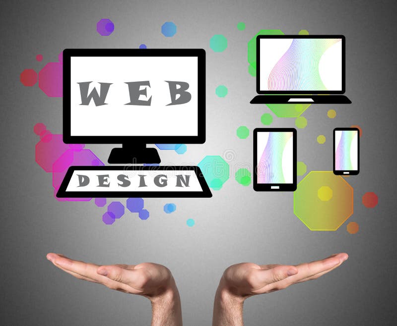 Web Design Concept Sustained by Open Hands Stock Illustration ...
