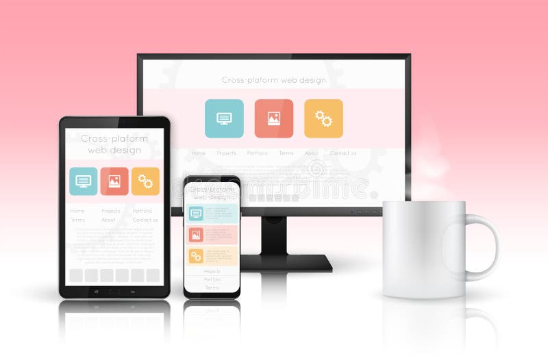 Web Design Concept. Website Development for Modern Devices Stock Vector ...