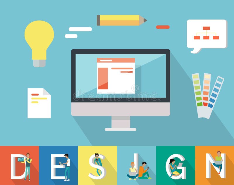 Web Design Conceptual Vector in Flat Style Stock Vector - Illustration ...
