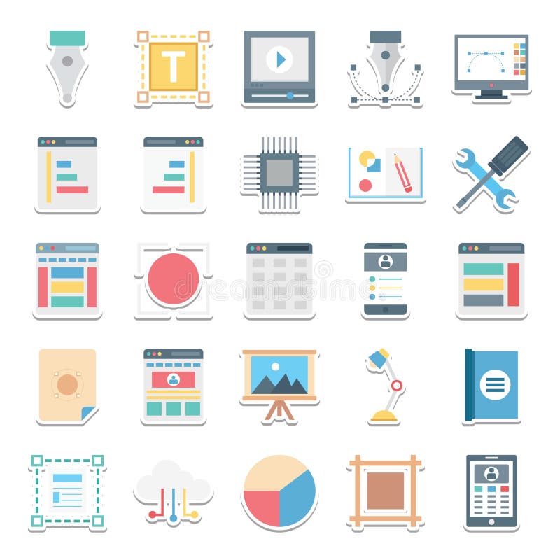 Web Design, Data and Development Isolated Vector Icons Stock Vector ...