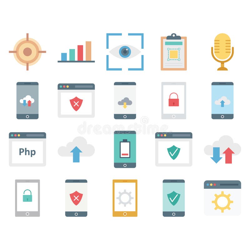 Web Design, Data and Development Isolated Vector Icons Stock Vector ...
