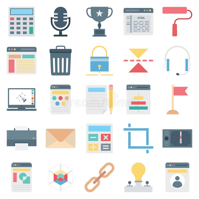 Web Design, Data and Development Isolated Vector Icons Stock Vector ...
