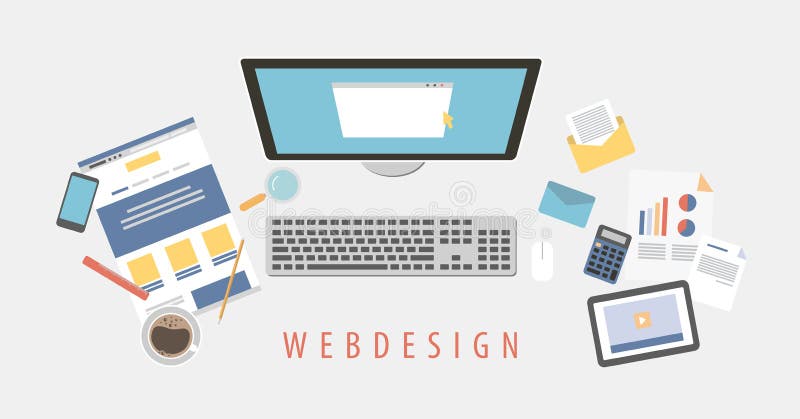 Web design desk. stock vector. Illustration of design - 105724732