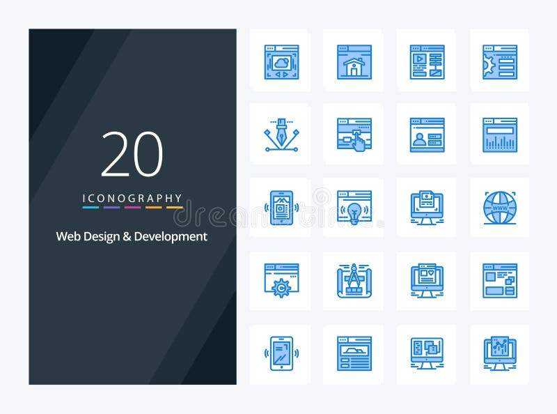 20 Web Design and Development Blue Color Icon for Presentation Stock ...