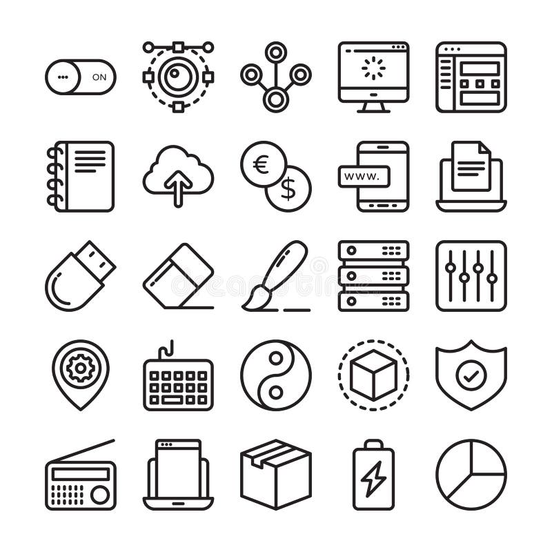 Web Design and Development Colored Vector Icons 5 Stock Illustration ...