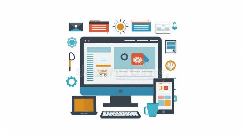 UI UX Design Essentials stock illustration. Illustration of laptop ...