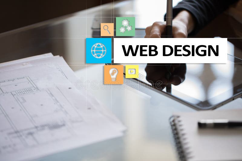 Web Design and Development Concept on the Virtual Screen. Stock Image ...