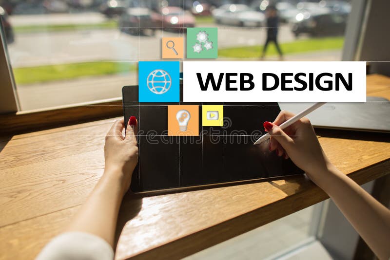 Web Design and Development Concept on the Virtual Screen. Stock Photo ...