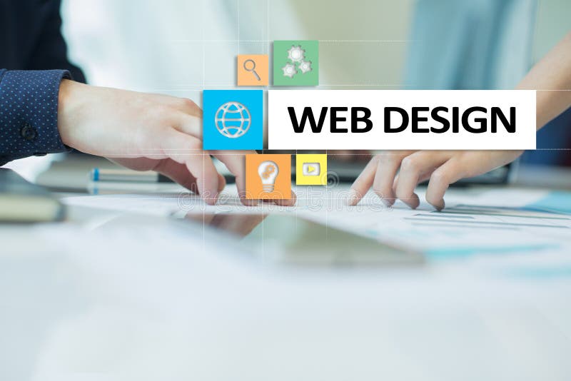 Web Design and Development Concept on the Virtual Screen. Stock Image ...
