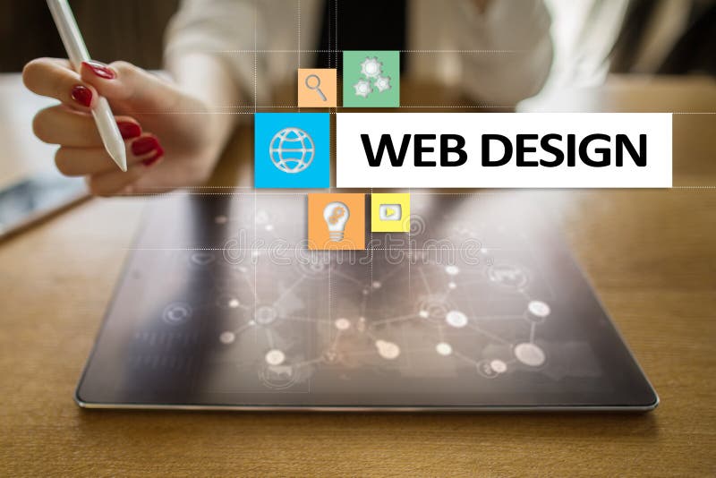Web Design and Development Concept on the Virtual Screen. Stock Image ...