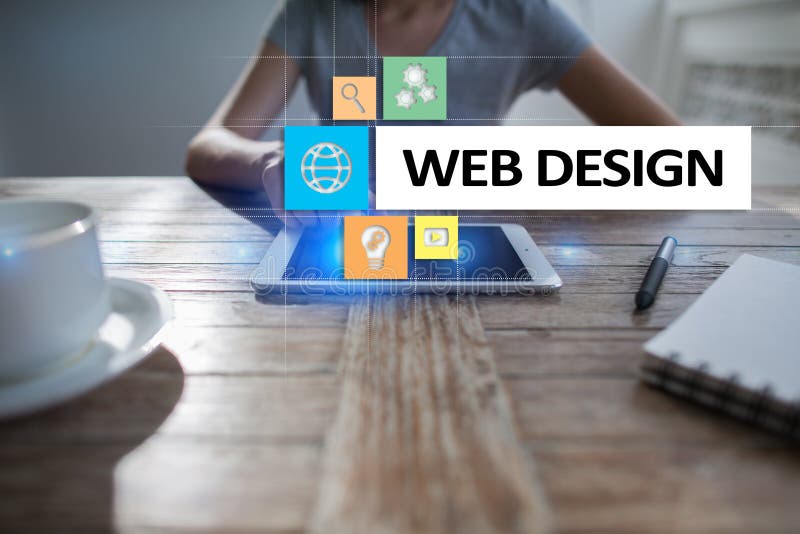 Web Design and Development Concept on the Virtual Screen. Stock Image ...