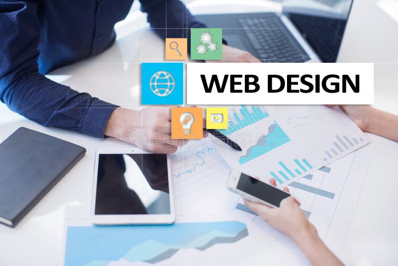 Web Design and Development Concept on the Virtual Screen. Stock Photo ...