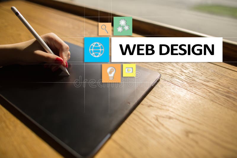 Web Design and Development Concept on the Virtual Screen. Stock Image ...