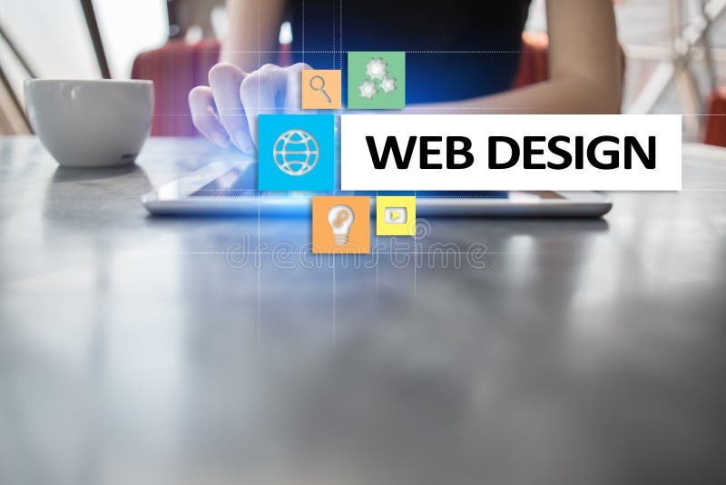 Web Design and Development Concept on the Virtual Screen. Stock Image ...