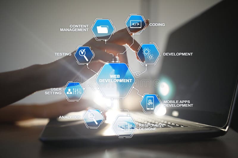 Web Design and Development Concept on the Virtual Screen. Stock Image ...