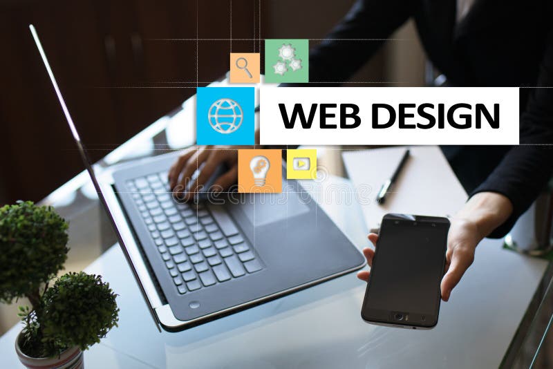 Web Design and Development Concept on the Virtual Screen. Stock Image ...
