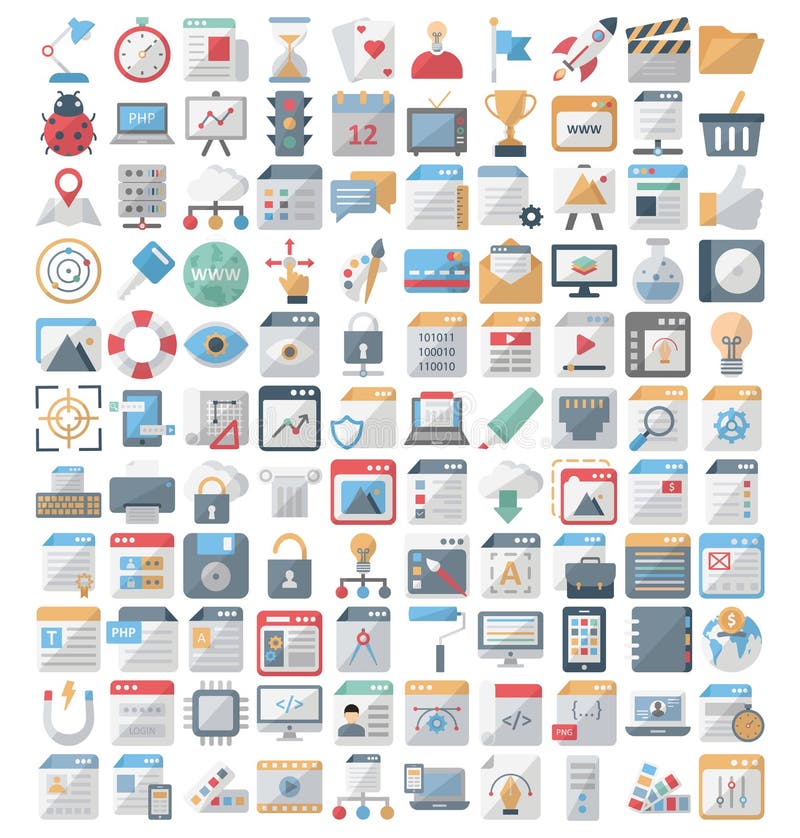 Web Design and Development Isolated Vector Icons Set Editable Stock ...