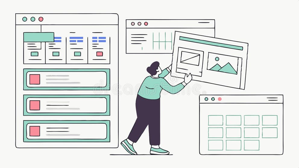 Web Design and Development Process, Website Creation and UI UX Vector Design Generative AI Stock ...